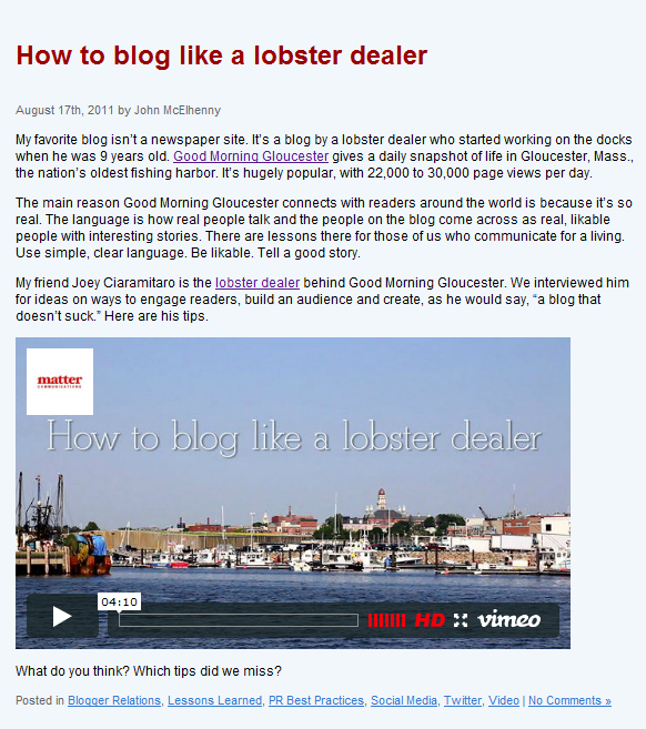 Chickity Check It!- Matter Communications Features GMG On It’s Blog ...