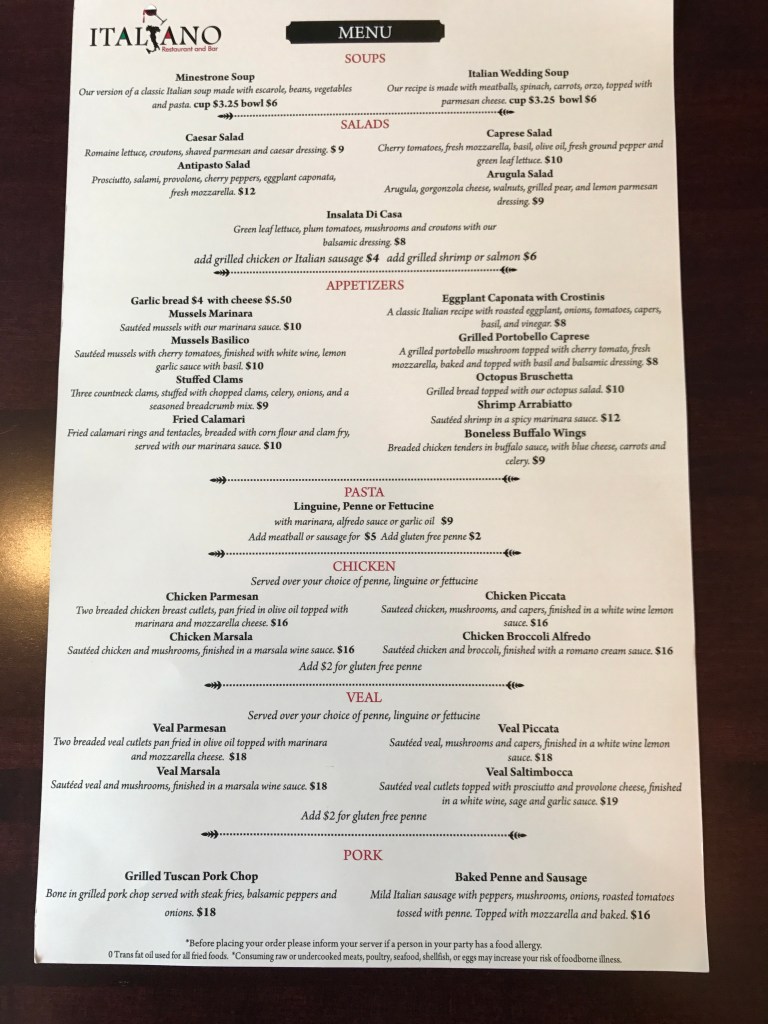 CHECK OUT RESTAURANT ITALIANO LUNCH AND DINNER MENUS–YUMMMMM! – Good ...