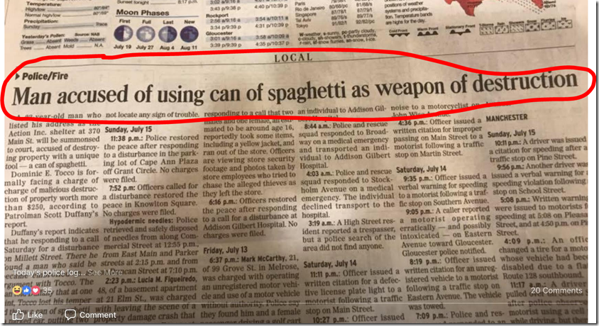 Gloucester Times Police Notes”": Man Accused Of Using Can Of Spaghetti ...
