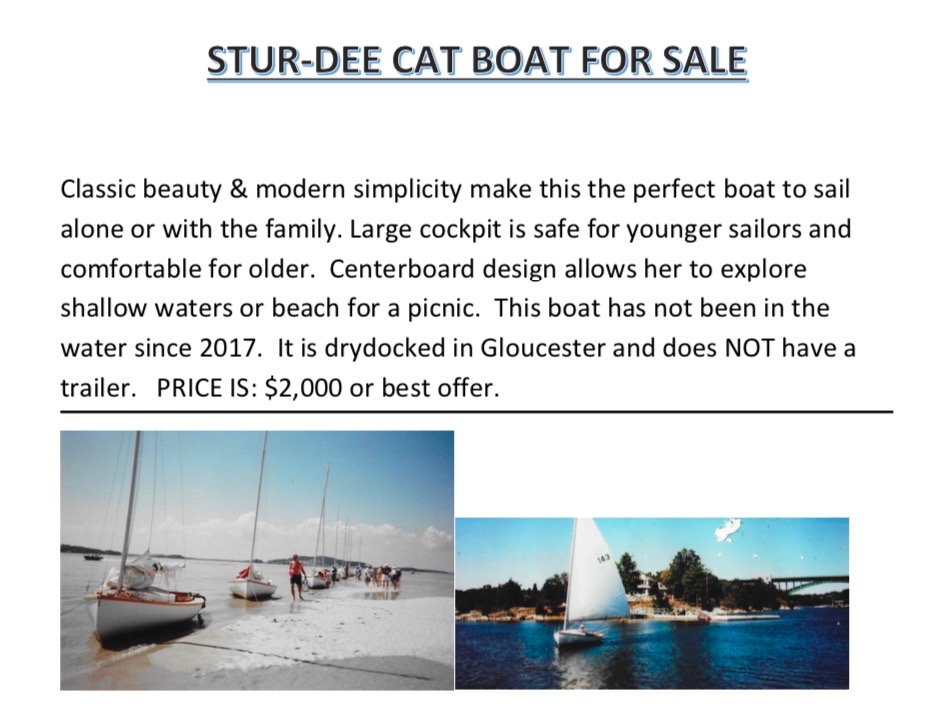Stur-dee Cat Boat For Sale – Good Morning Gloucester