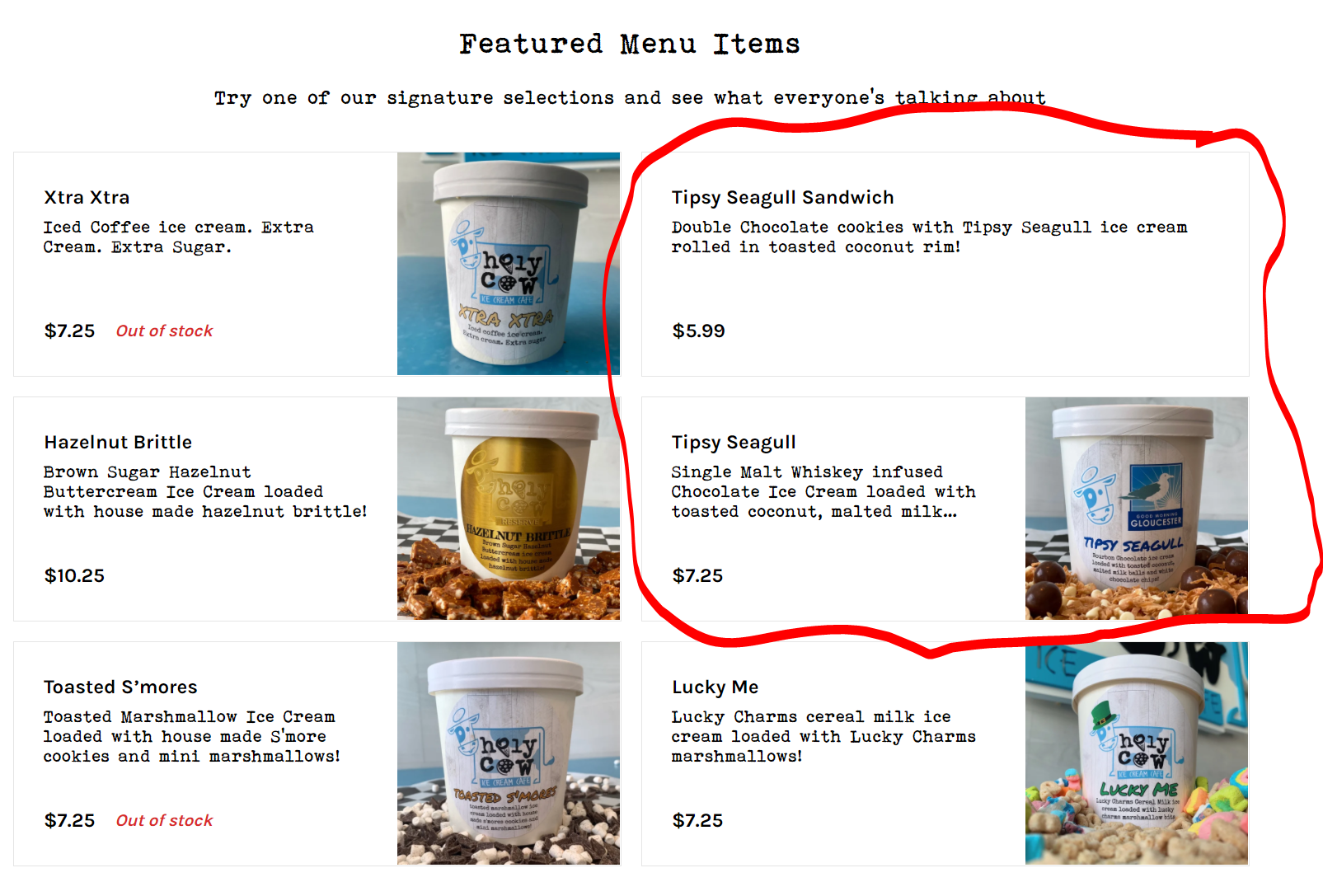 Our GMG Tipsy Seagull Ice Cream Is Back In Stock At Holy Cow! – Good ...