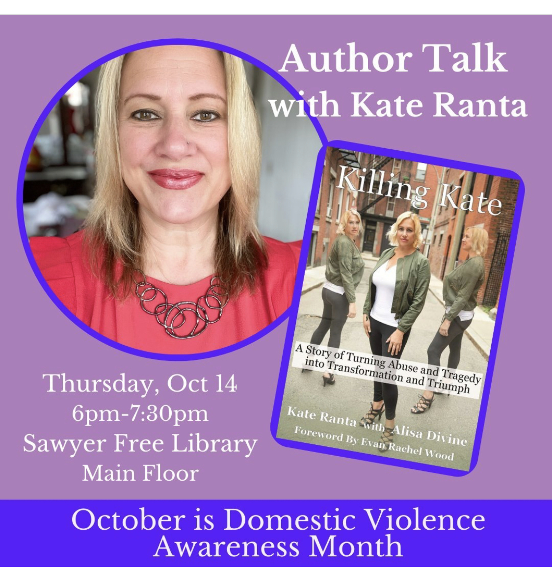 Local Author and Activist Kate Ranta to Speak At Sawyer Free Library ...