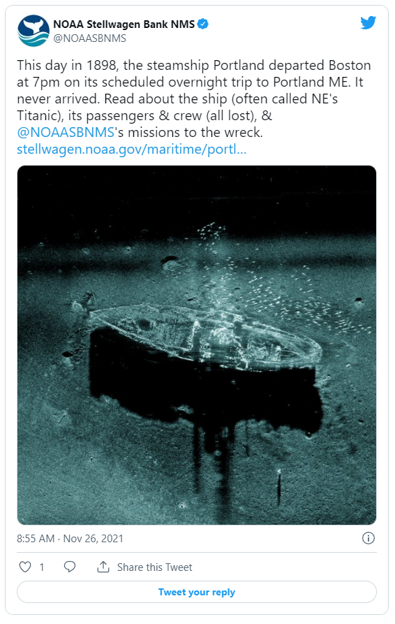 @NOAASBNMS: This day in 1898, the steamship Portland departed Boston at ...