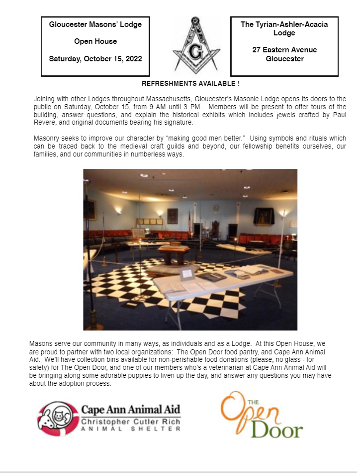 Masons’ Open House, 2022 – Good Morning Gloucester
