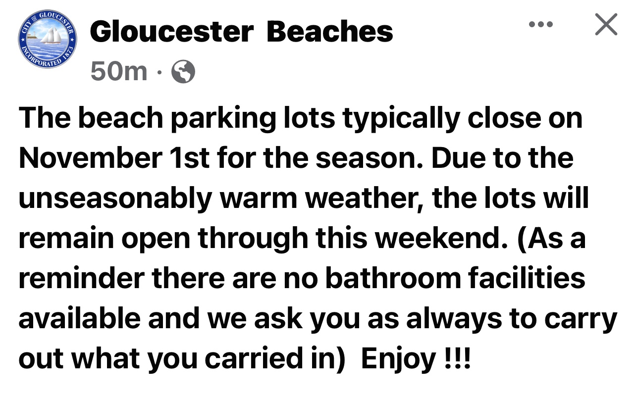 Gloucester Beach Parking Lots Open Today – Good Morning Gloucester