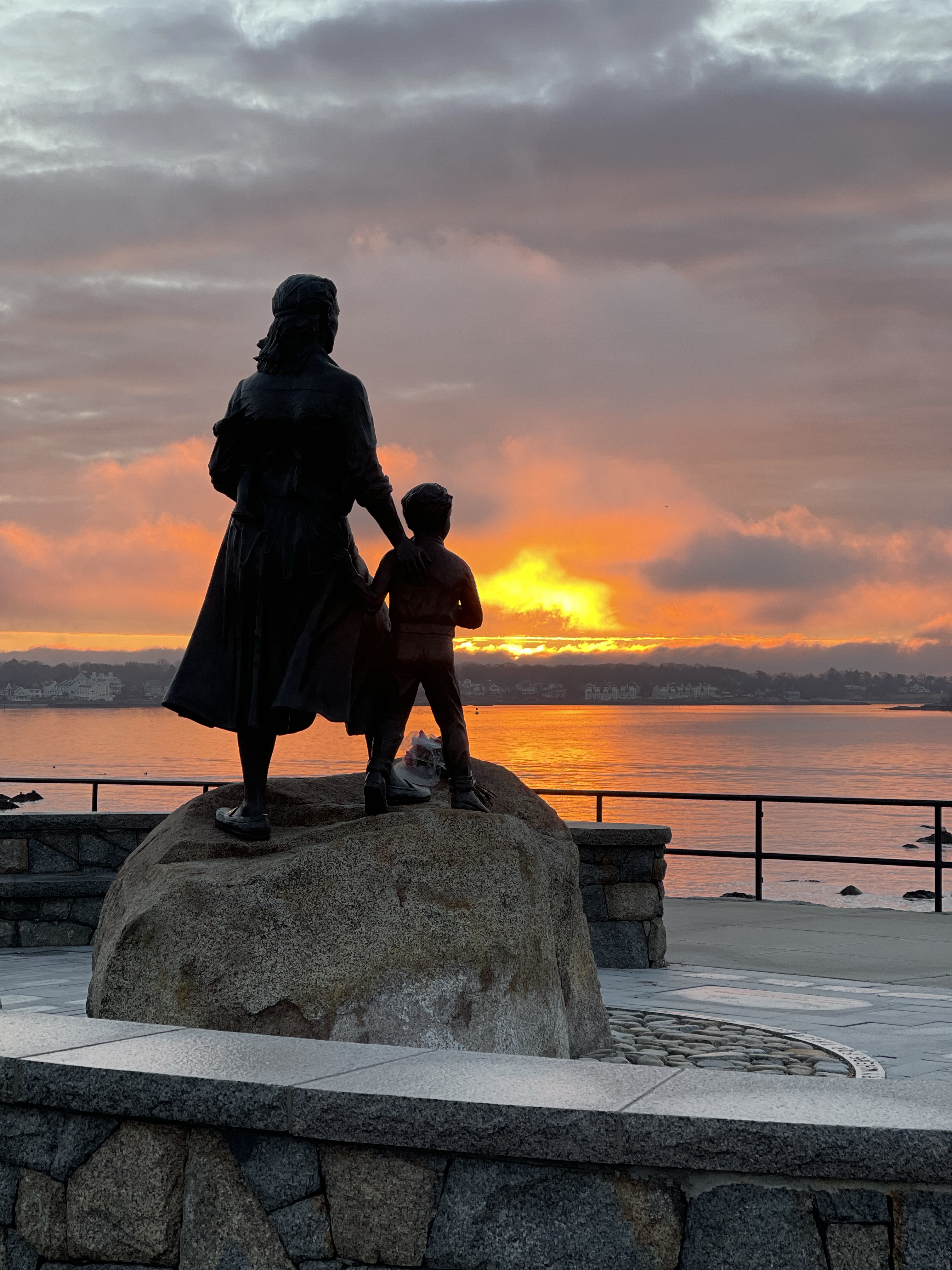 Fishermen’s Wives Statue At Dawn – Good Morning Gloucester