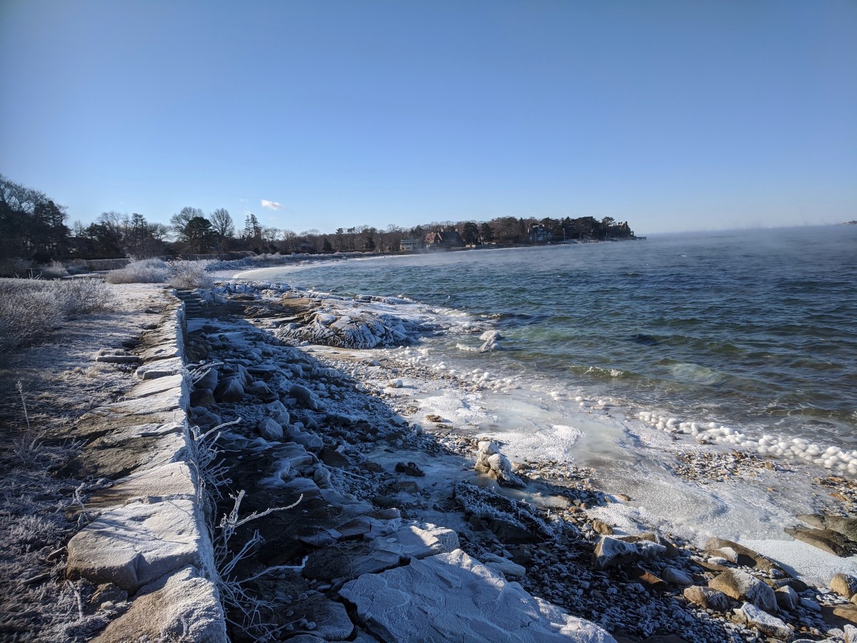 Wicked Cold: ice floe on Annisquam, icy crystal roadside Eastern Point ...