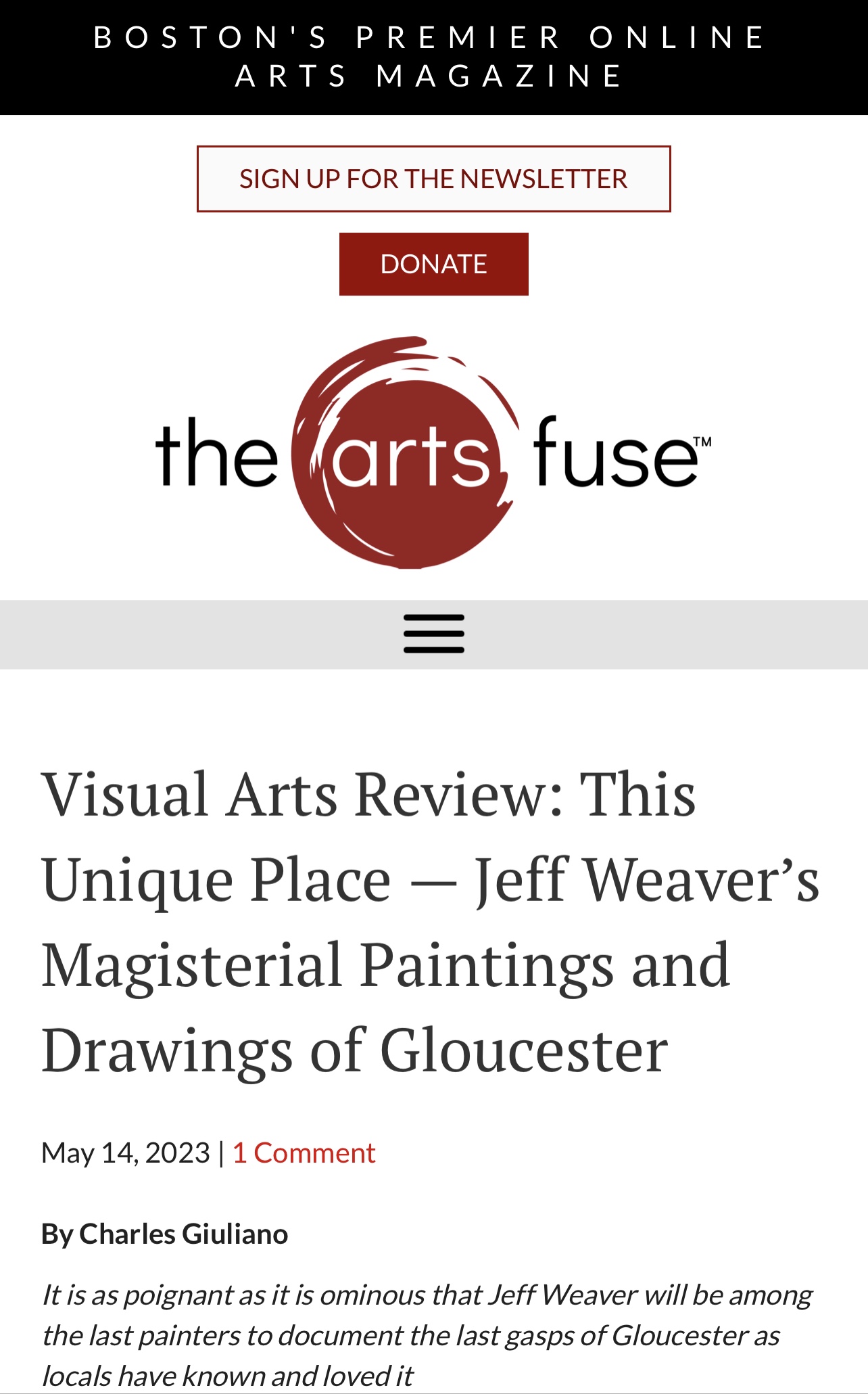 Boston’s Arts Fuse has posted Charles Giuliano’s review of Jeff Weaver ...