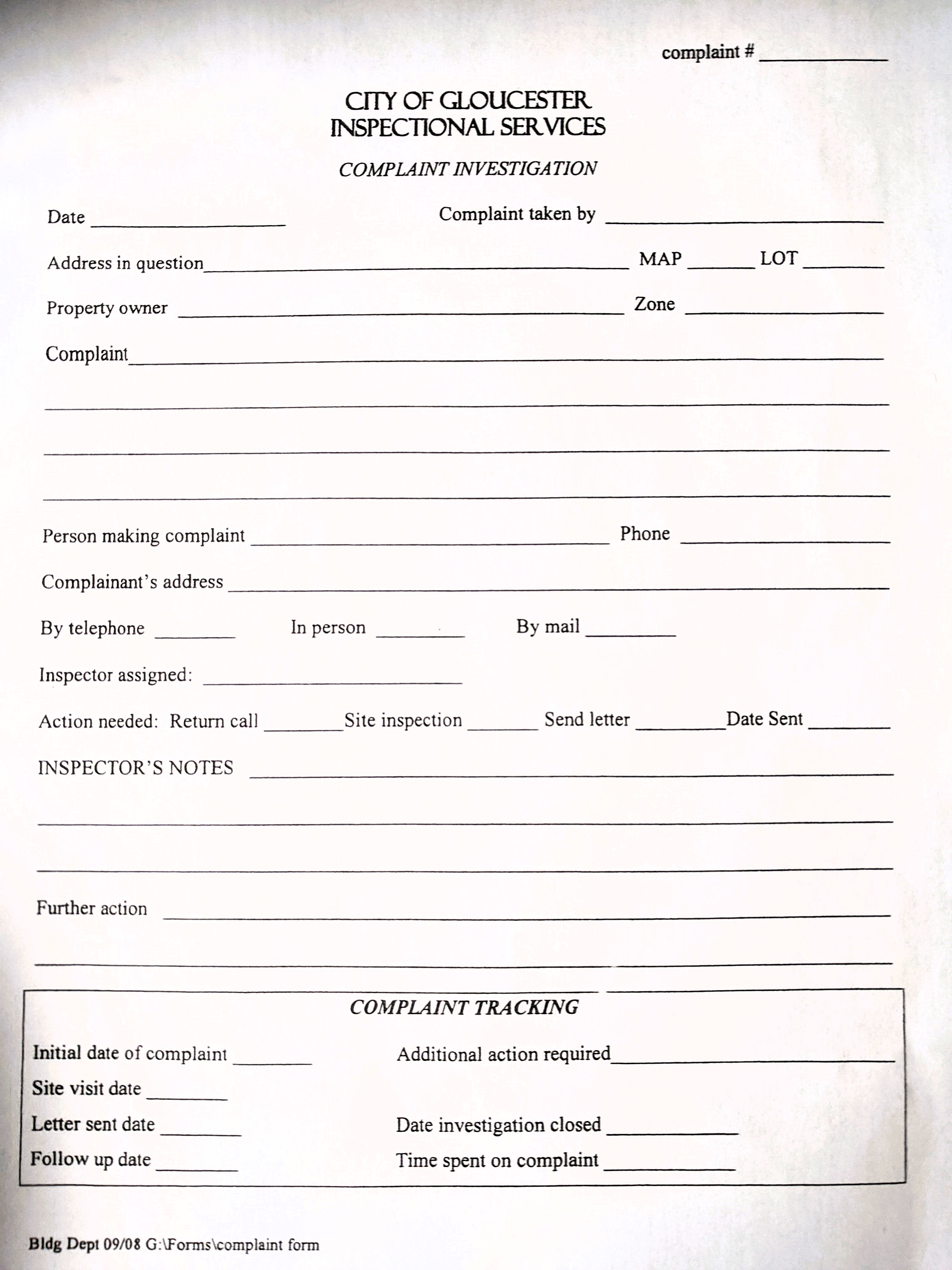 Building inspector Form | If you call, don’t forget to fill out the ...