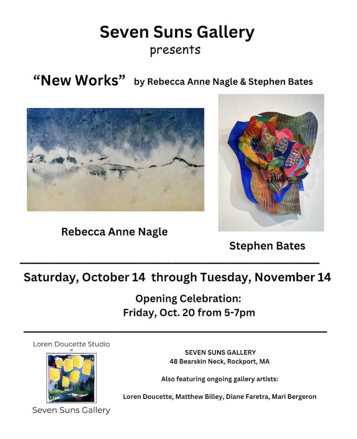 Seven Suns Gallery presents “New Works” by Rebecca Anne Nagle & Stephen ...