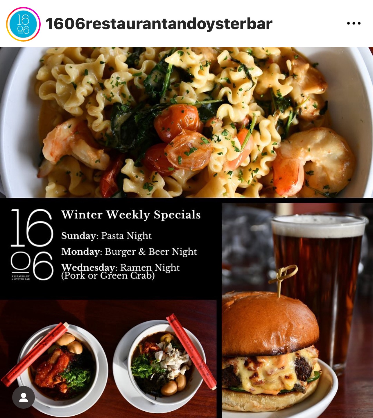 1606 Restaurant and Oyster Bar At Beauport Winter Weekly Specials ...