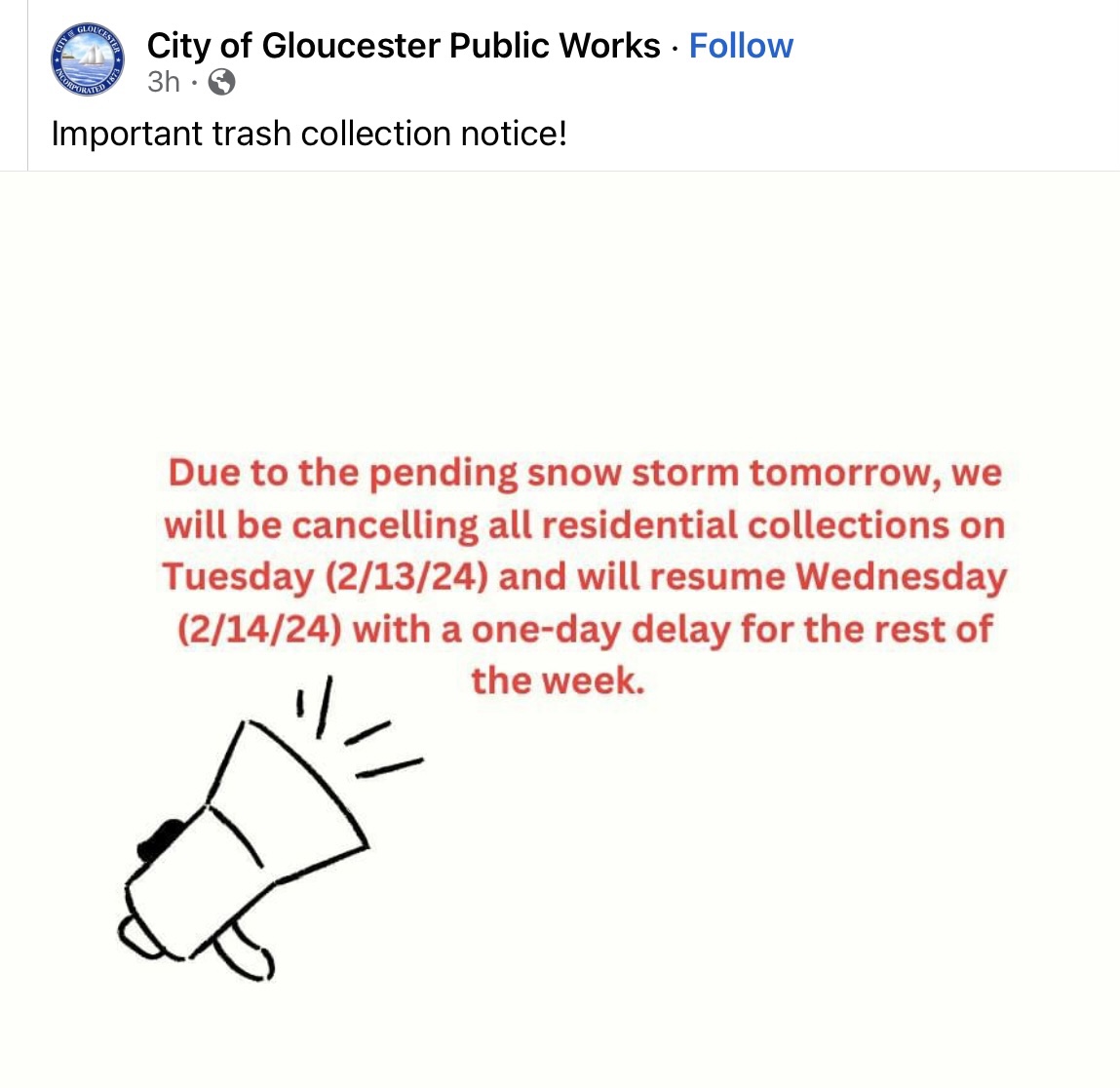Update on Trash Collection This Week – Good Morning Gloucester