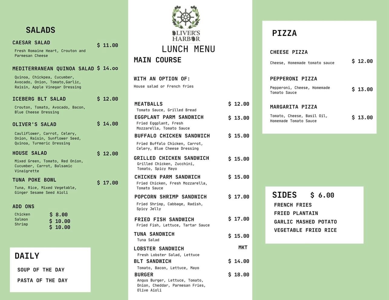 Oliver’s Harbor Has a New Menu! – Good Morning Gloucester