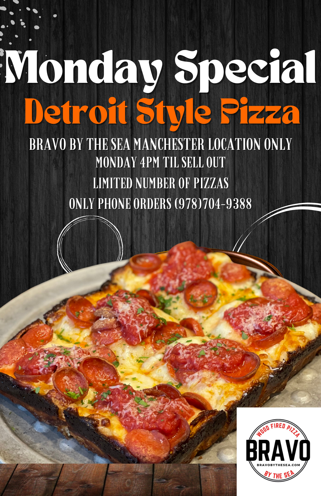 Detroit Style pizza if you call Bravo Manchester tonight while it lasts ...