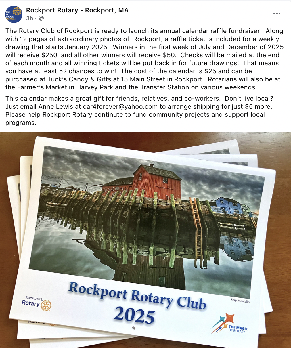 Calendar fundraiser- all proceeds benefit the community service ...