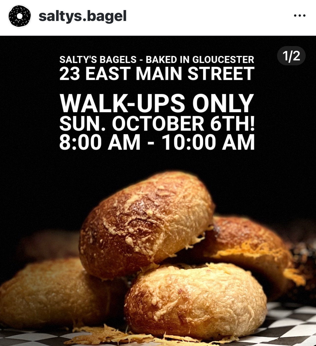 Salty’s Bagel! This Is The Sunday They’re Doing Walk Ups Only!! October ...