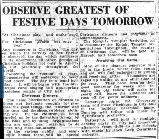 Christmas Eve 1924 – Good Morning Gloucester