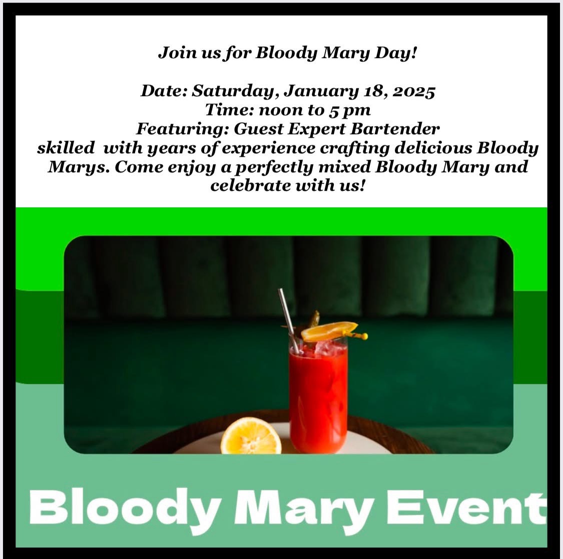 Bloody Mary Event Happening Now At The Legion! – Good Morning Gloucester