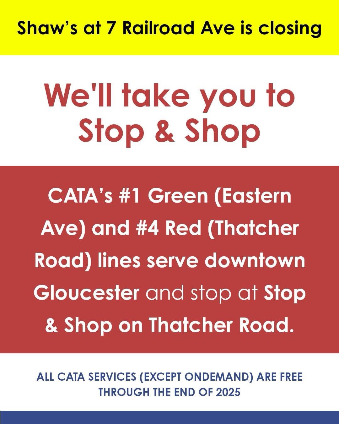 CATA routes will serve to get folks impacted by downtown Shaws closing ...