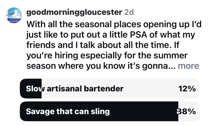 Poll Results: Slow Artisanal Bartender vs Savage That Can Sling – Good ...