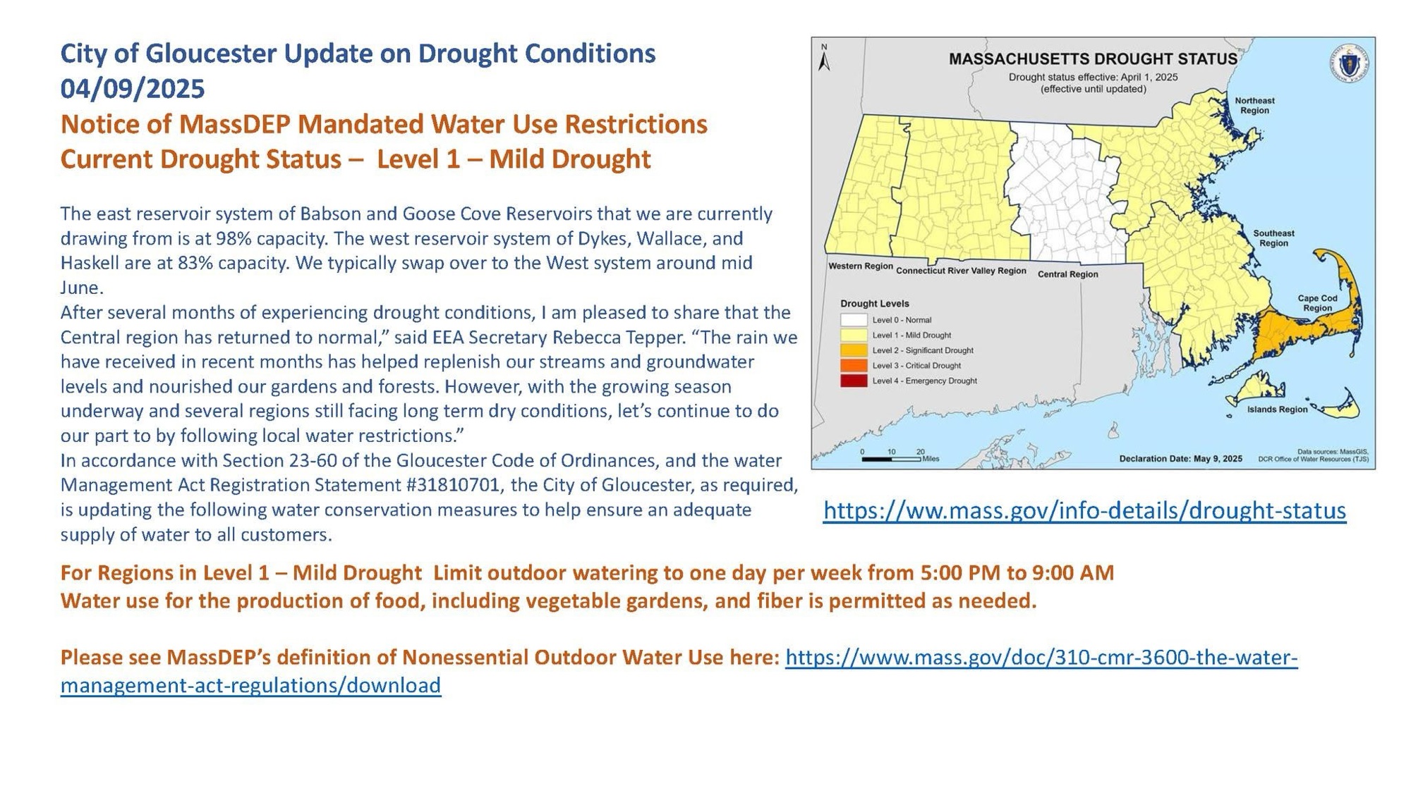 🚨 City of Gloucester Drought Update 🚨 – Good Morning Gloucester