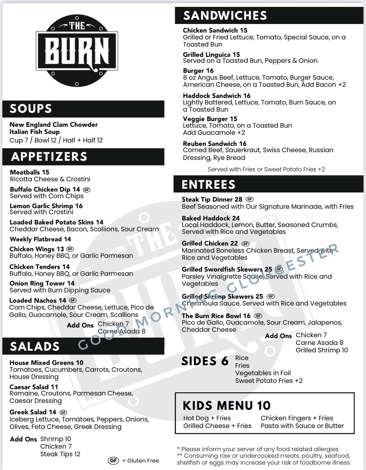 The Burn Menu Has Arrived!!! – Good Morning Gloucester