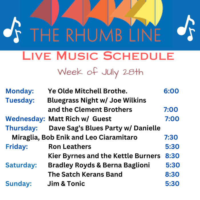 This Week’s Live Music Schedule at the RHumb Line – Good Morning Gloucester
