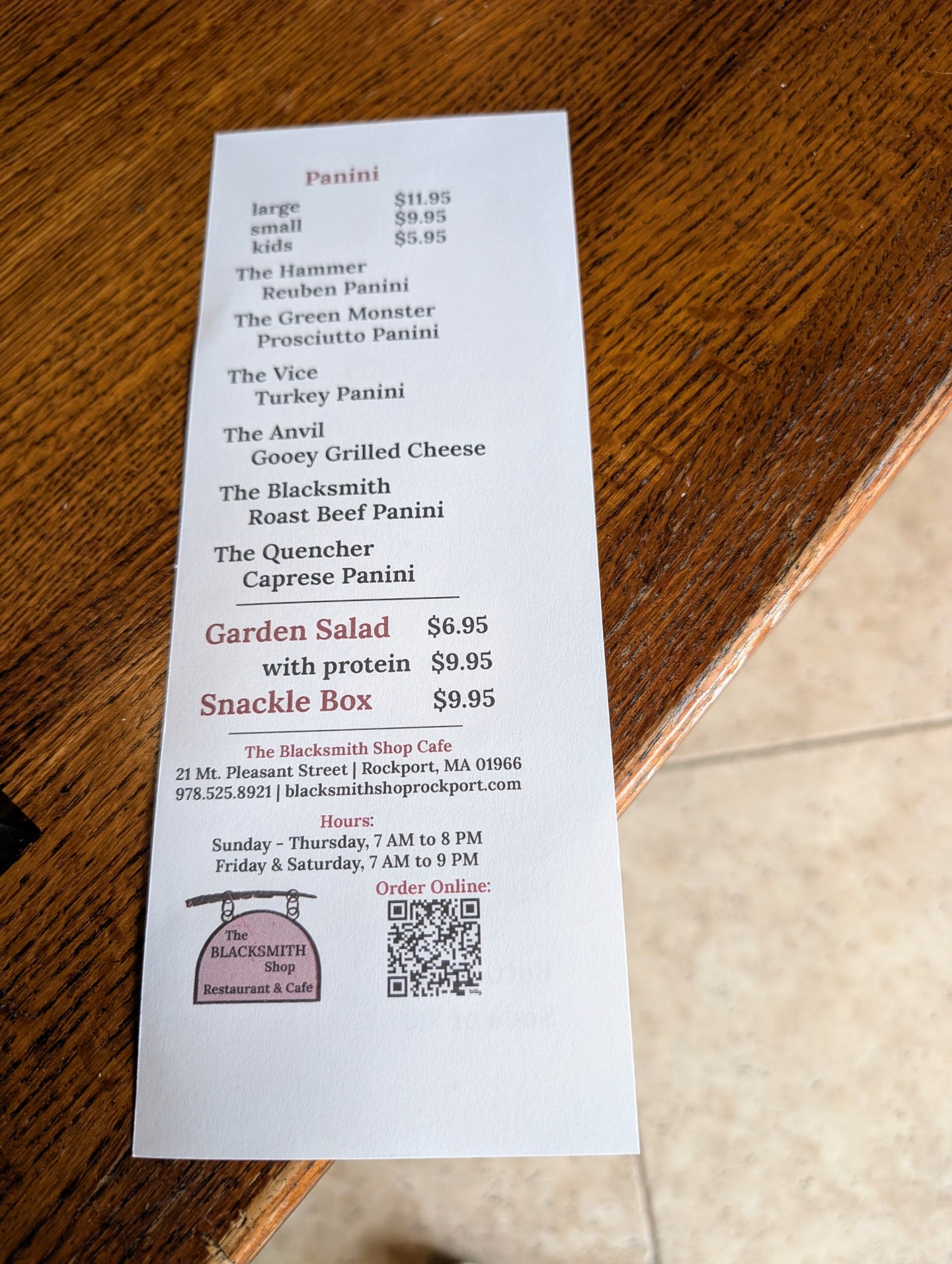 The Blacksmith Shop Cafe is open! Check out the Menu #RockportMA – Good ...
