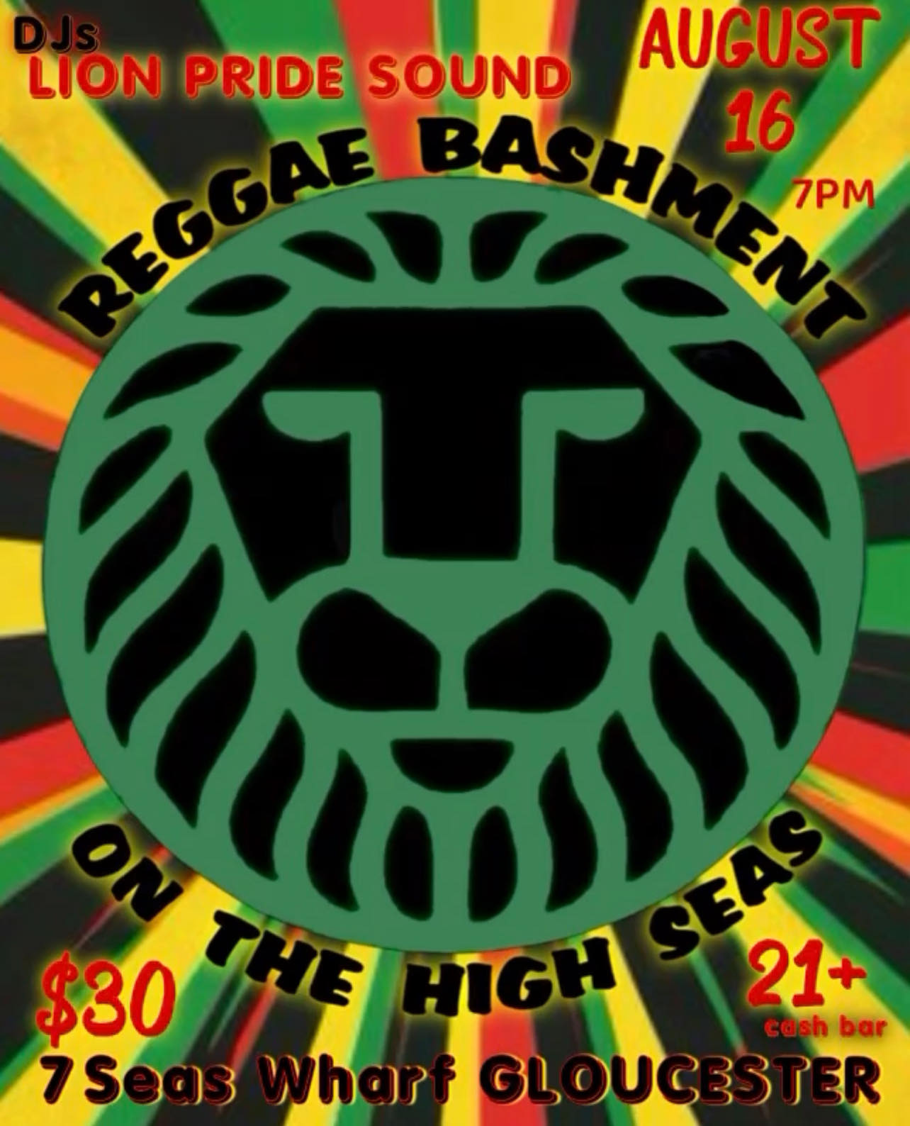 LION PRIDE SOUND DJs REGGAE BASHMENT ON THE HIGH SEAS 7pm August 16th ...