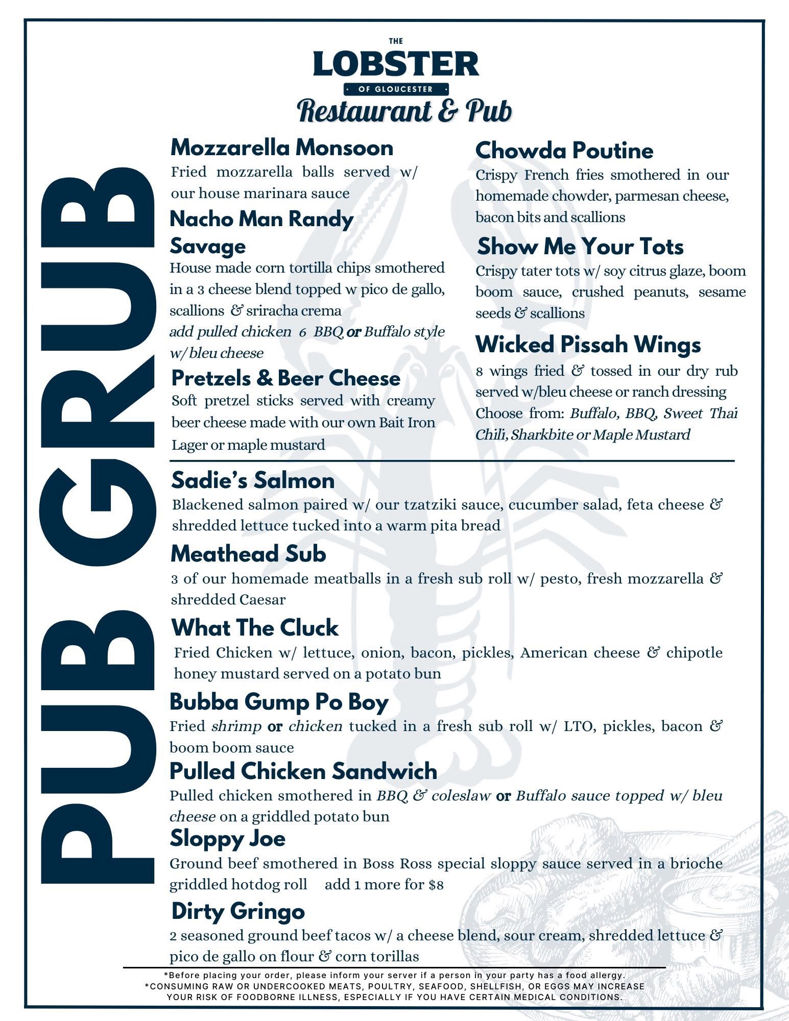 New Pub Grub Menu Now Available At The Lobster – Good Morning Gloucester