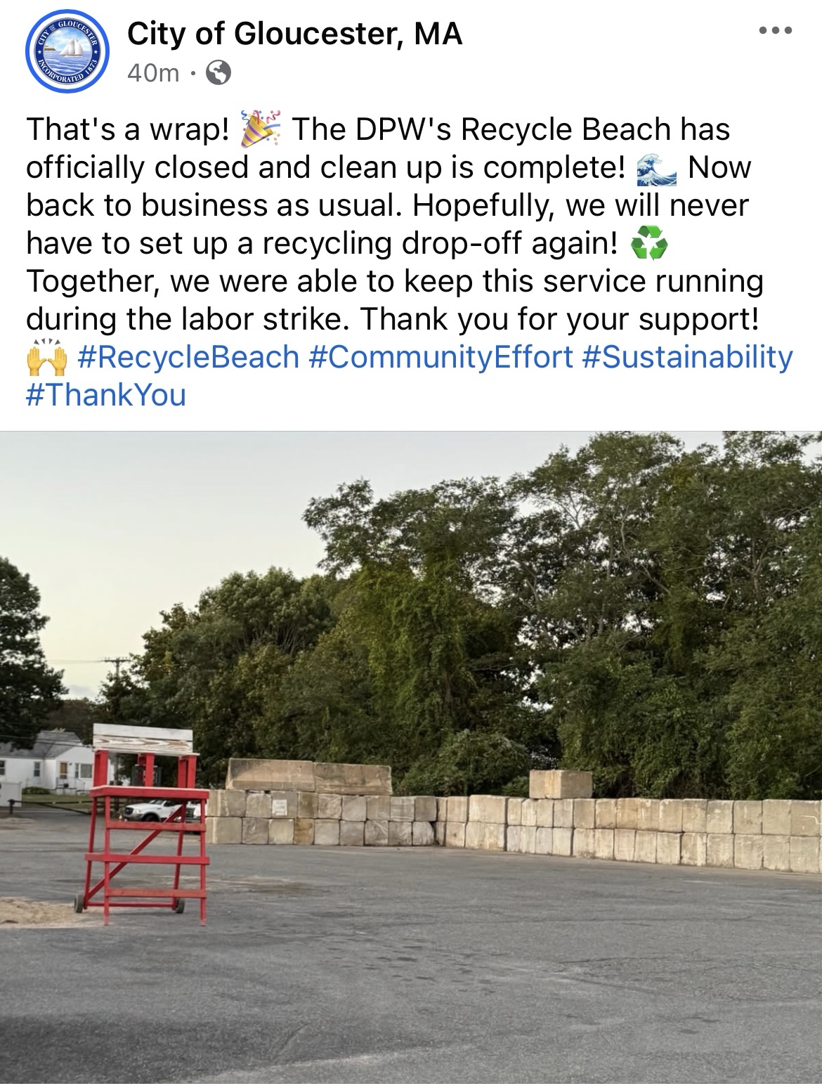 DOW Recycle Beach Officially Closed – Good Morning Gloucester