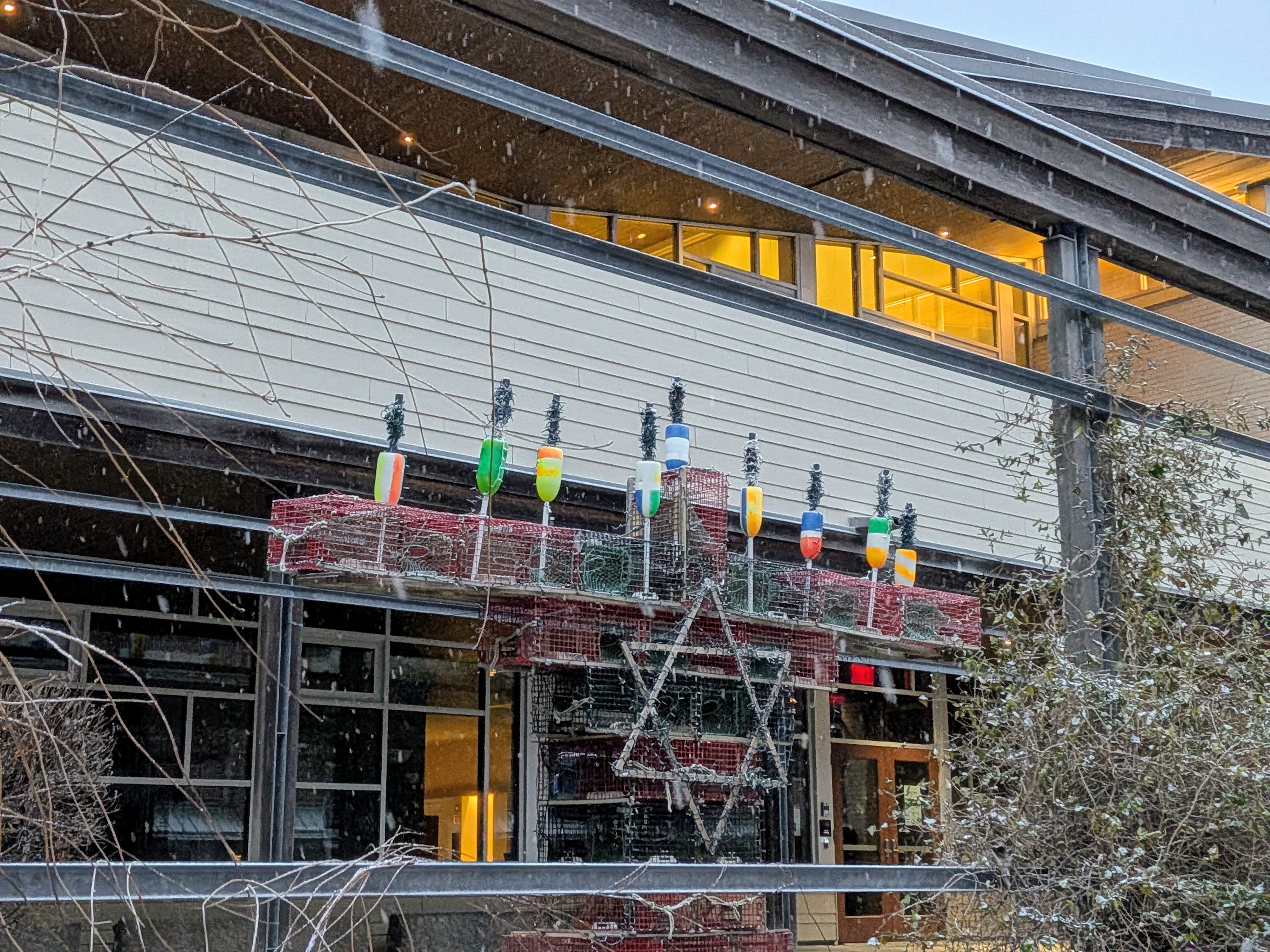 Happy Hanukkah! Fresh snow on the Lobster Trap Menorah ahead of first ...