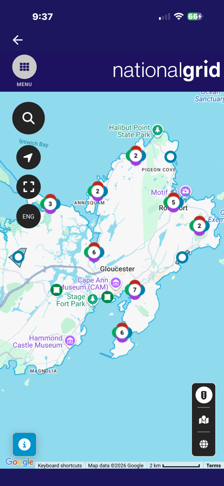National Grid Outage Map. This was at 9:14AM. If you click the link you ...